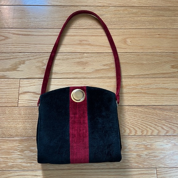 Lewis | Bags | Vintage Crown Lewis Black Red Stripe Velvet Purse Art ...